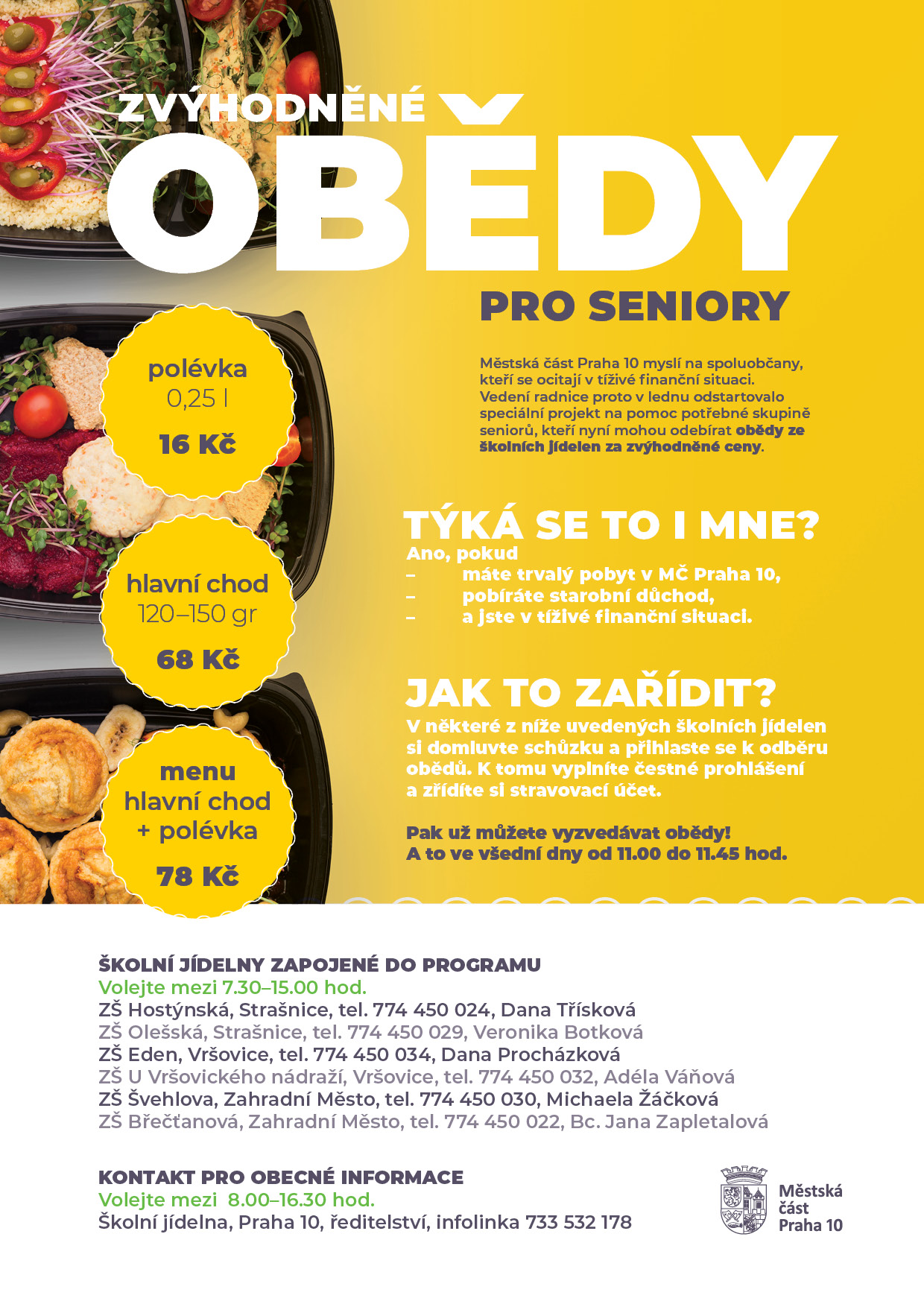 Zvýhodněné obědy pro seniory na Praze 10 – Archa pomoci